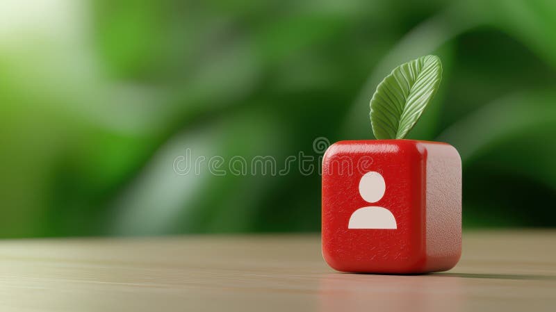 Minimalist Still Life, Red Square Object with Protruding Leaf a Study ...