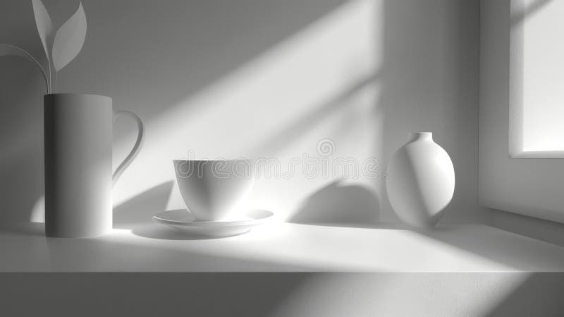 Minimalist Still Life Scene with Strong Light and Shadow Stock ...