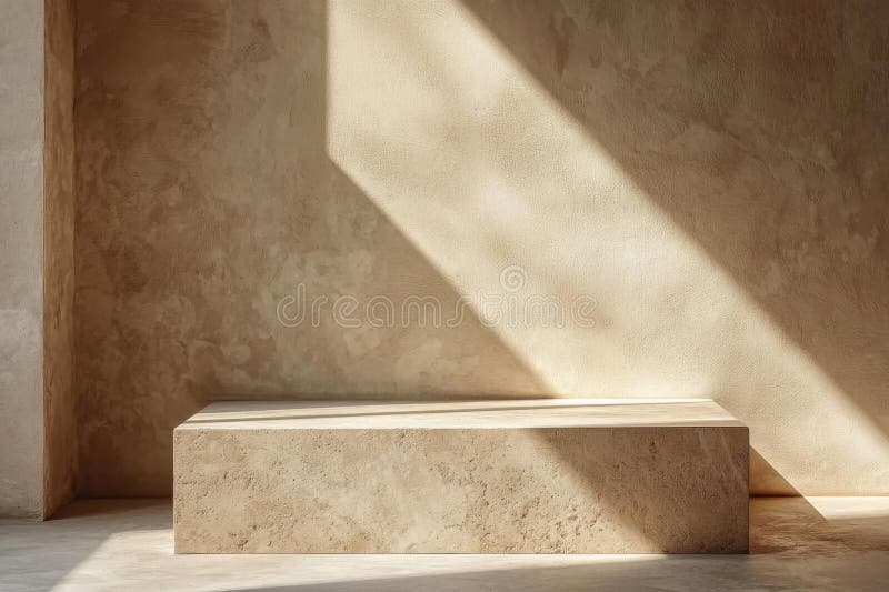 Minimalist Still Life Shadows Fall on Surface and Plaster Wall ...