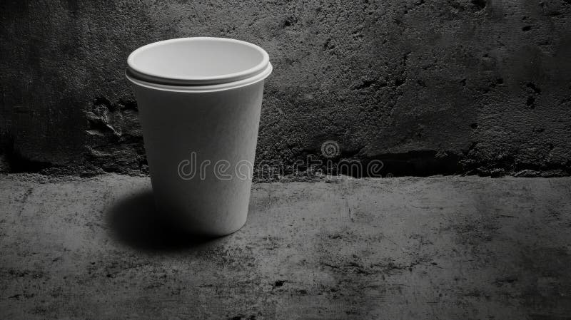 Minimalist Still Life, a Simple White Cup on Textured Concrete Floor ...