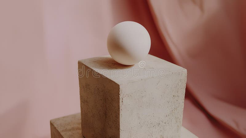 Minimalist Still Life with a White Sphere on a Cube Stock Image - Image ...