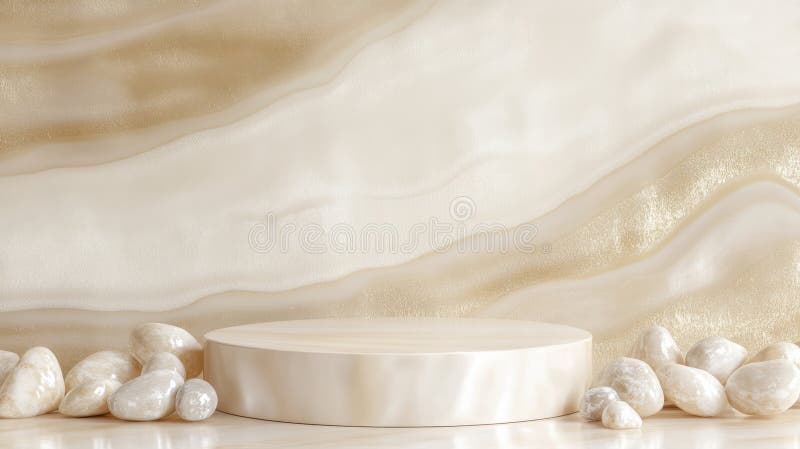 Minimalist Stone Pedestal with Natural Marble Texture and Decorative ...