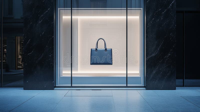 A Minimalist Storefront Window Displaying a Luxury Bag and Matching ...