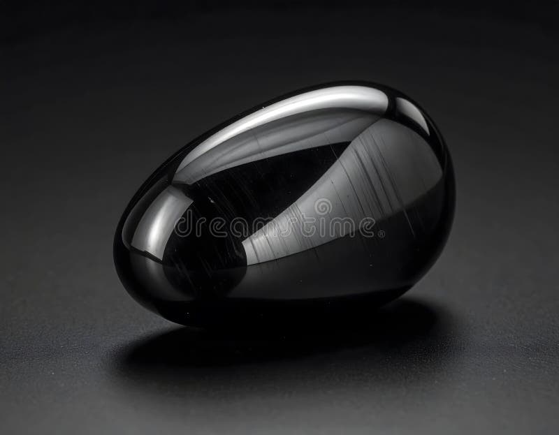 Pristine Black Obsidian Stone Stock Illustration - Illustration of pure ...