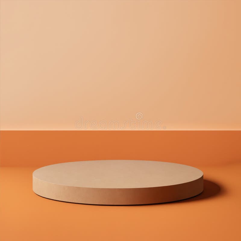 Beige Circular Podium on Orange Background Stock Illustration ...