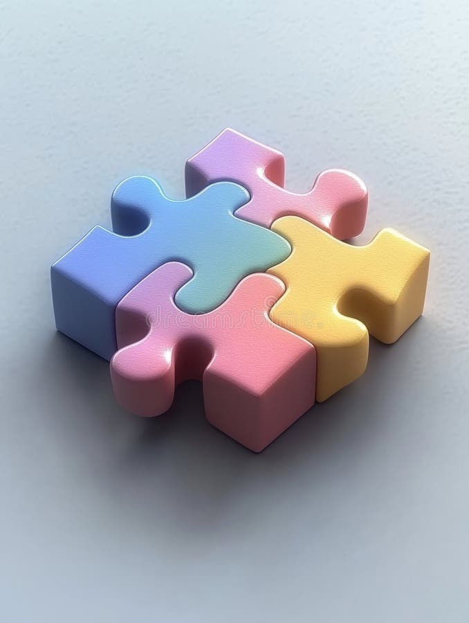 In a Minimalist Studio with a Clean White Backdrop, a Colorful Puzzle ...