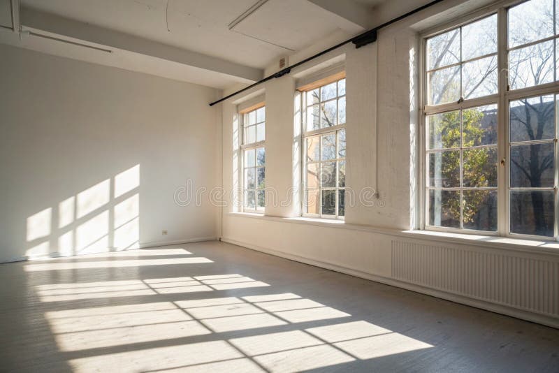 Minimalist Empty Studio Corner with Sunlight and Shadows Stock ...