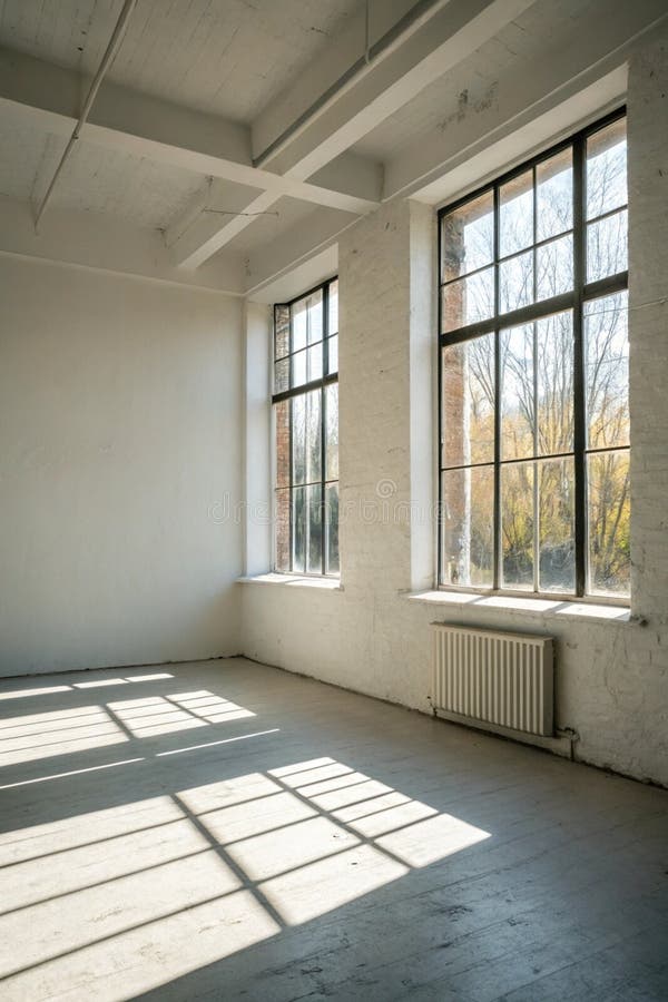 Minimalist Studio Corner with Sunlight and Shadows Stock Illustration ...