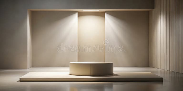 A Minimalist Studio Display Featuring a Cylindrical Pedestal on an ...