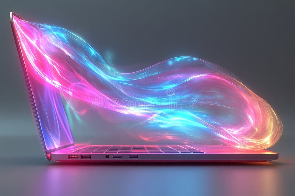 In a Minimalist Studio Environment, a Laptop Showcases Creative ...