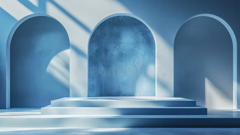 Minimalist Studio Setting with Geometric Arches and Soft Lighting ...