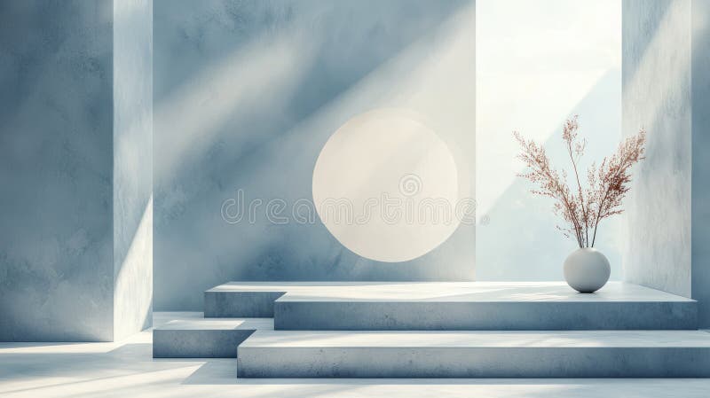 Minimalist Studio Setting with Soft Lighting, Geometric Shapes, and ...