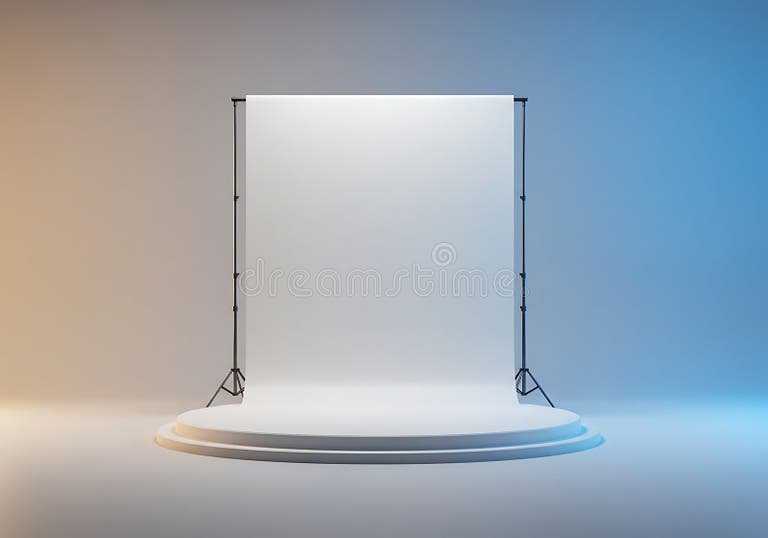 Minimalist Studio Setup with Seamless Backdrop on a White Circular ...