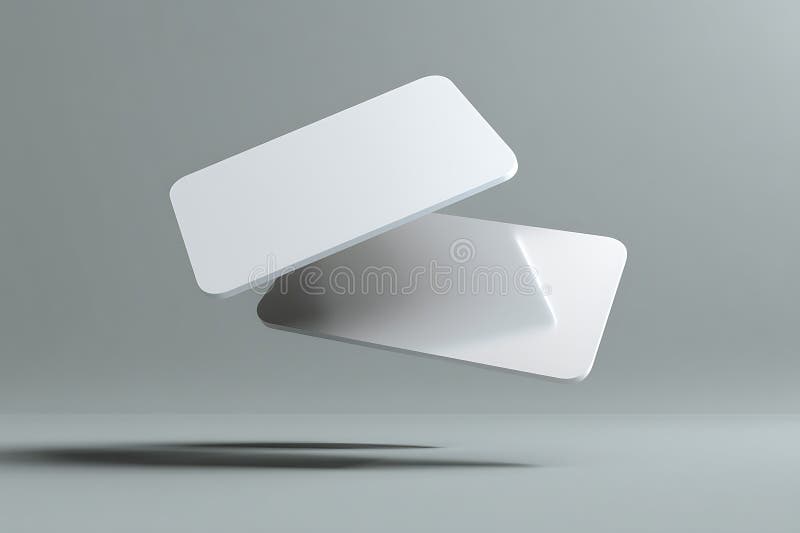 Two White Rectangular Objects Floating in a Gray Studio with Soft Shadows and Rounded Corners ...