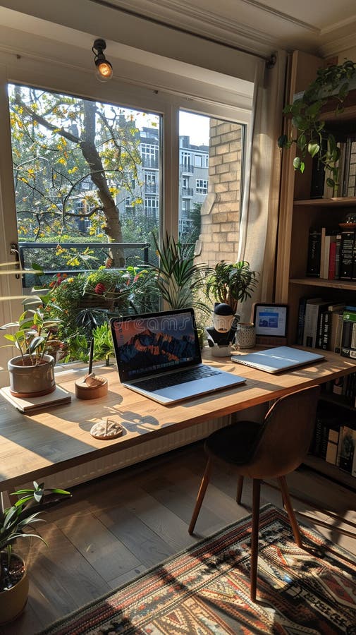 Minimalist Study Area with Refurbished Electronics, Featuring a ...