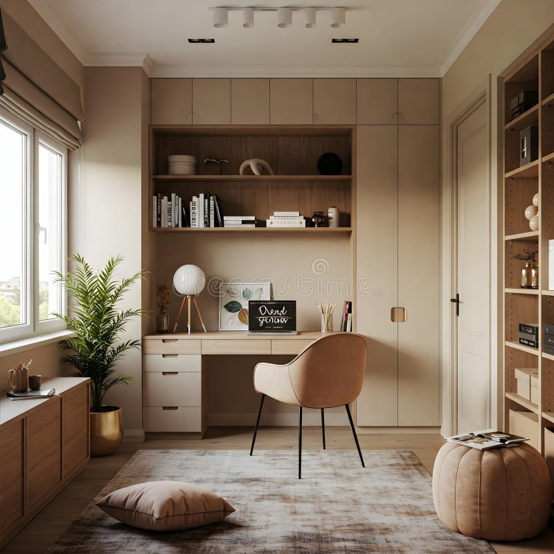 A Minimalist Study Room Design or Home Office Setup for Focused Work ...