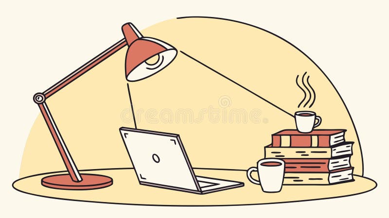 Minimalist Study Setup with Laptop on Books, Lamp for Focused Learning ...