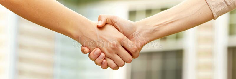 Minimalist Style Agent Customer Handshake with New House Background ...