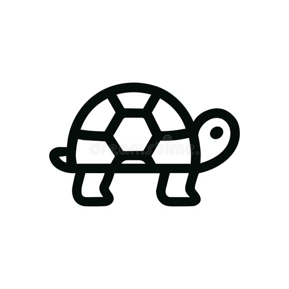 Outline Simple Turtle Icon Illustration with Thick Line Style and ...