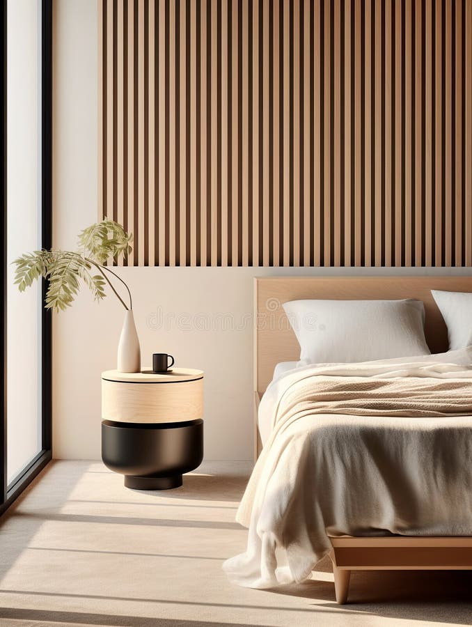 Minimalist Style Interior Design of Modern Bedroom. AI Stock ...