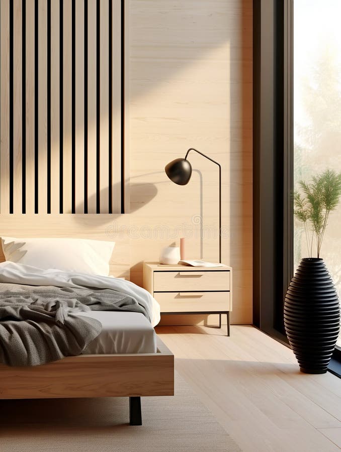 Minimalist Style Interior Design of Modern Bedroom. AI Stock ...