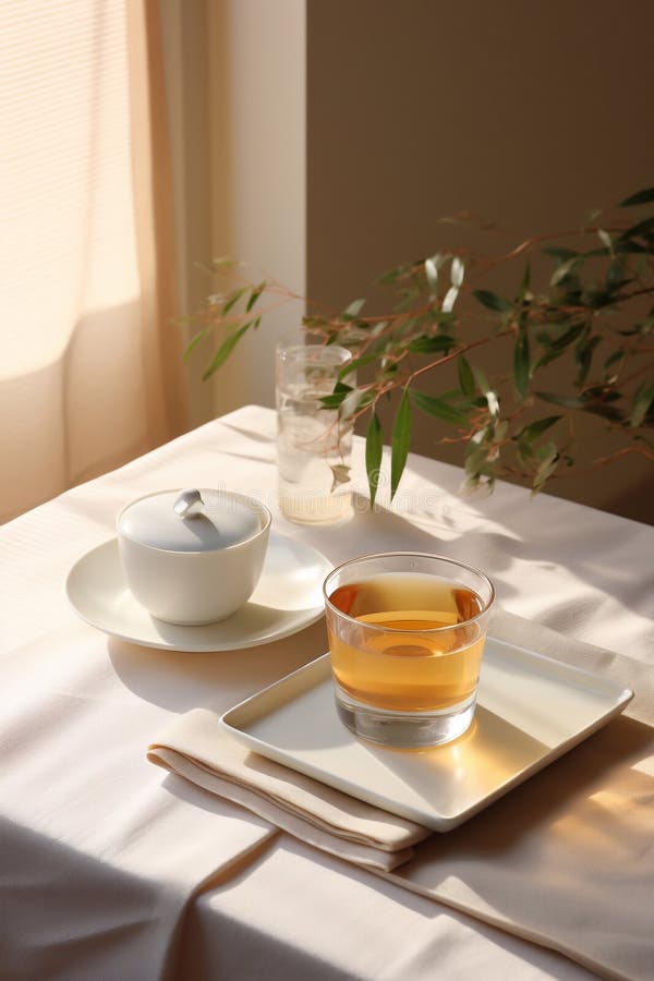 Minimalist Style Japanese Still Life Tea Party Stock Illustration ...