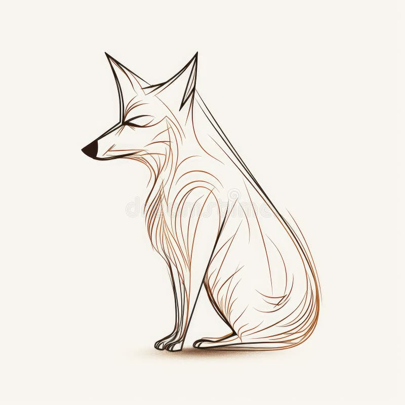Minimalist Style: a Little Coyote in Simple Strokes Stock Illustration ...