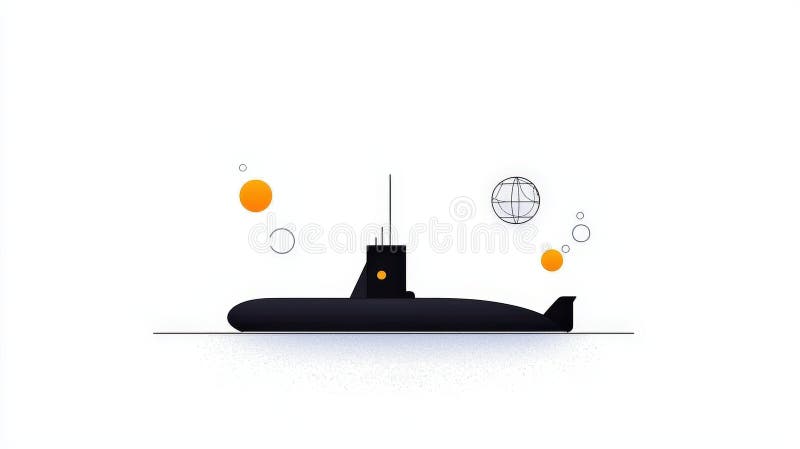 Minimalist Submarine Illustration with Geometric Shapes and Abstract ...