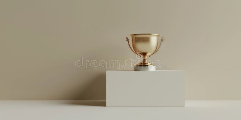 Minimalist Success Concept: Plain White Surface with a Single Trophy ...