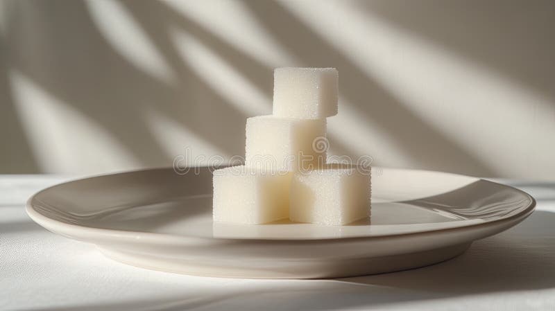 Minimalist Sugar Cube Tower Placed Smooth Ceramic Plate Stock Photos ...