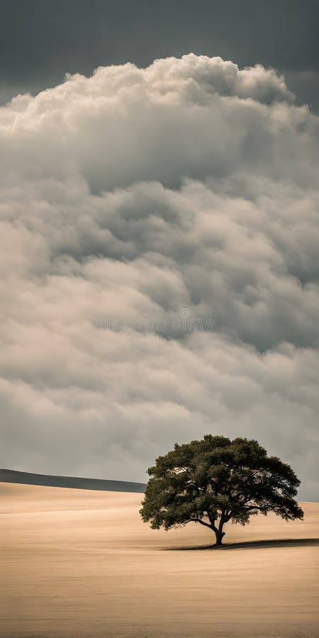 Minimalist Summer Landscape Basking Under the Bright Sun, Sparse Trees ...