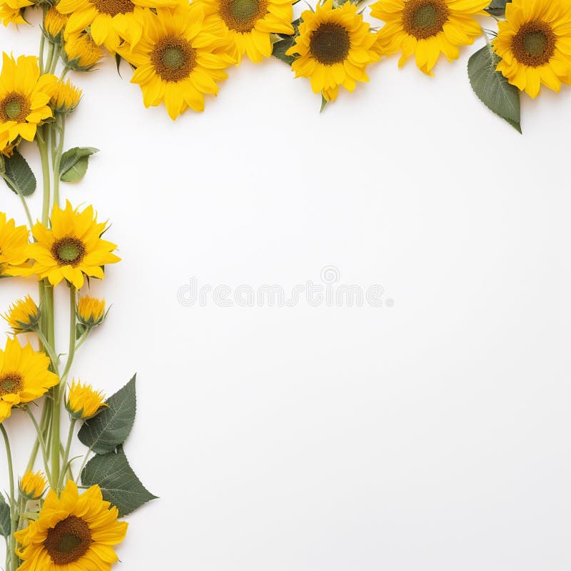 Minimalist Sunflower Border Framed Delight Stock Image - Image of ...