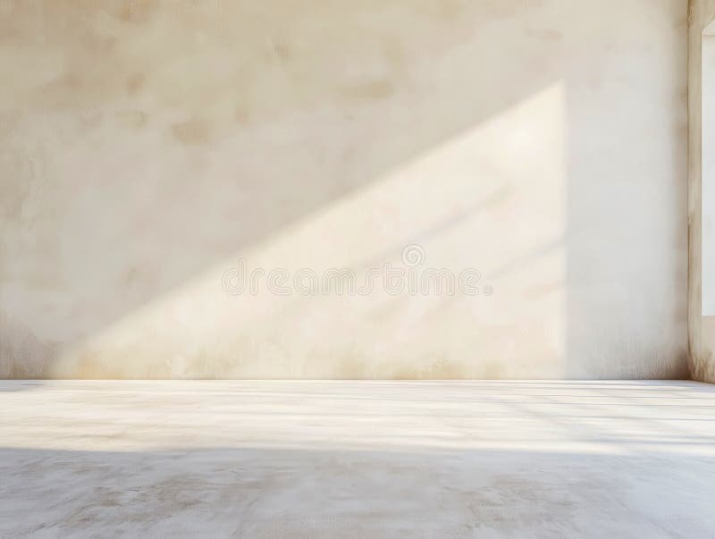 Minimalist Sunlit Interior with Textured Walls Stock Photo - Image of ...