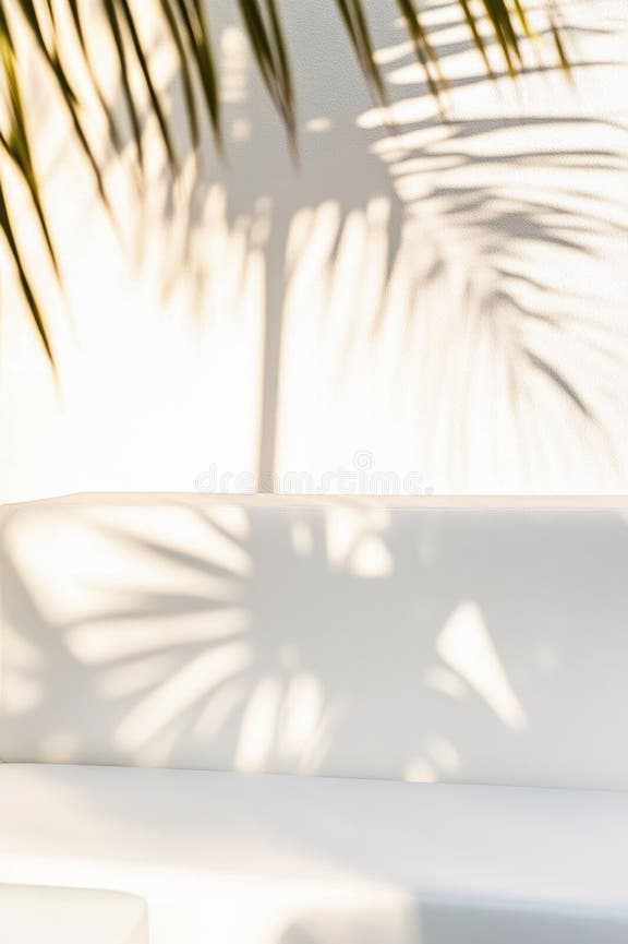 Minimalist Sunlit Wall with Palm Leaf Shadows in Bright Modern Space ...