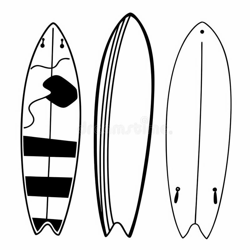 Minimalist Surfboard Designs Collection in Black and White for Surf ...