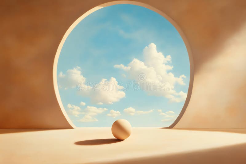 Simple Surreal Landscape with a Plain Circle in Front of a Circular ...