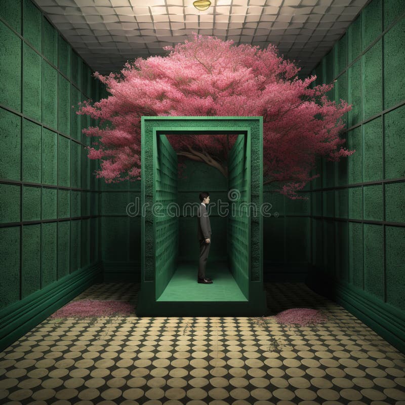 Generative AI: Surreal Room with Tree Stock Illustration - Illustration ...