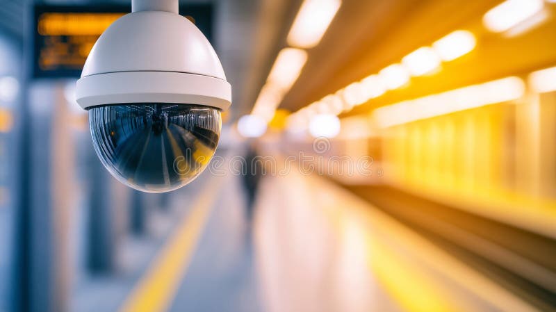 Wide Angle Minimalist Photo of a Surveillance Camera Positioned Above a ...