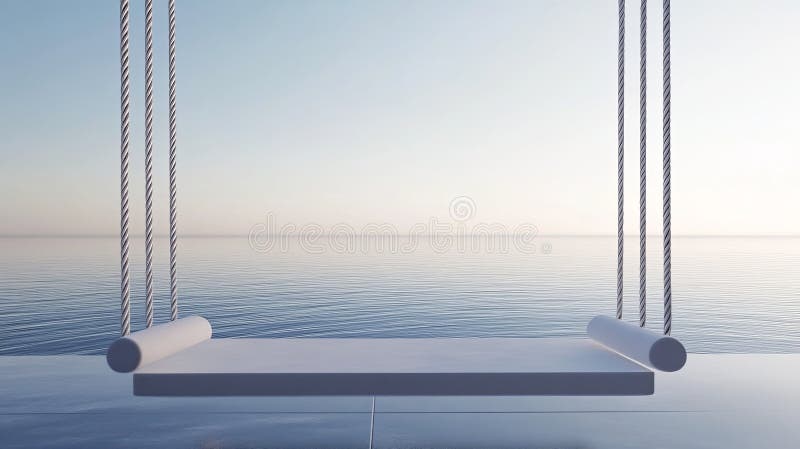 A Minimalist Swing Set Facing the Sea, Styled with Soft White Ropes ...
