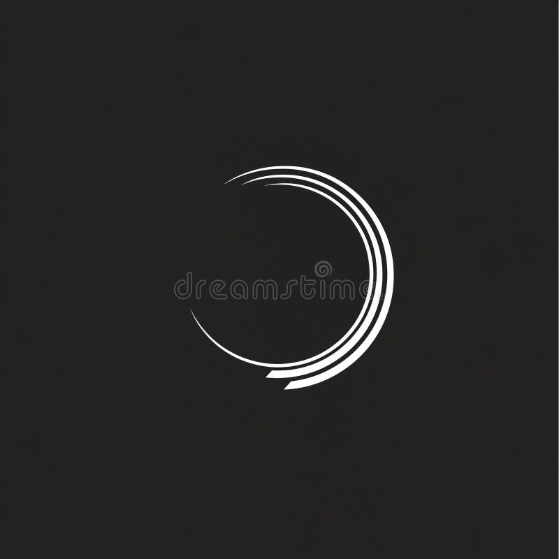 Minimalist Swirled Crescent Design on Black Background Stock ...