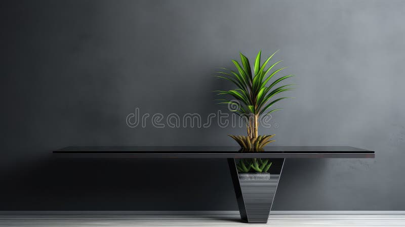 Minimalist Table Against Wall Stock Illustration - Illustration of ...