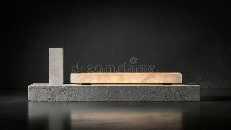 A Minimalist Table Lamp with a Rectangular Base and a Tall Rectangular ...