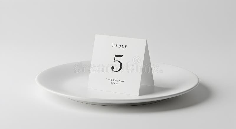 Minimalist Table Number Five on Plate for Event Seating Arrangement ...