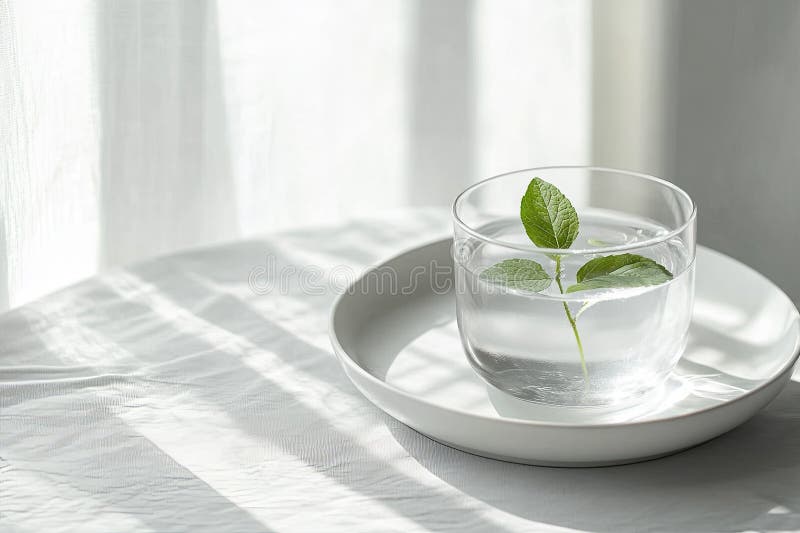 A Minimalist Table Setup with a Single Glass of Infused Water and a ...