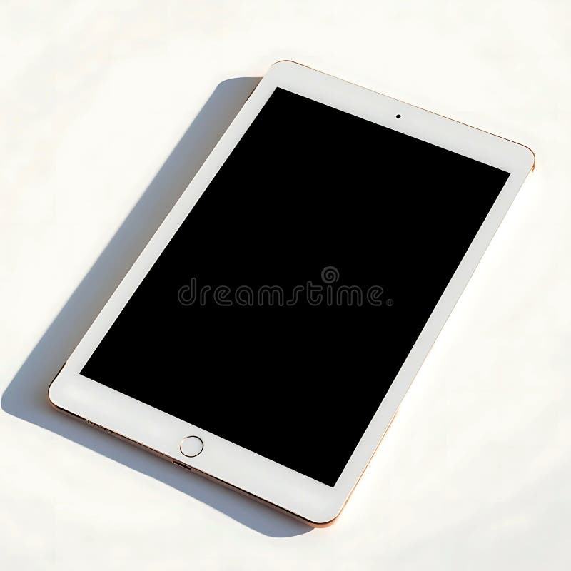 Minimalist Tablet Mockup with Blank Screen on White Background Stock ...