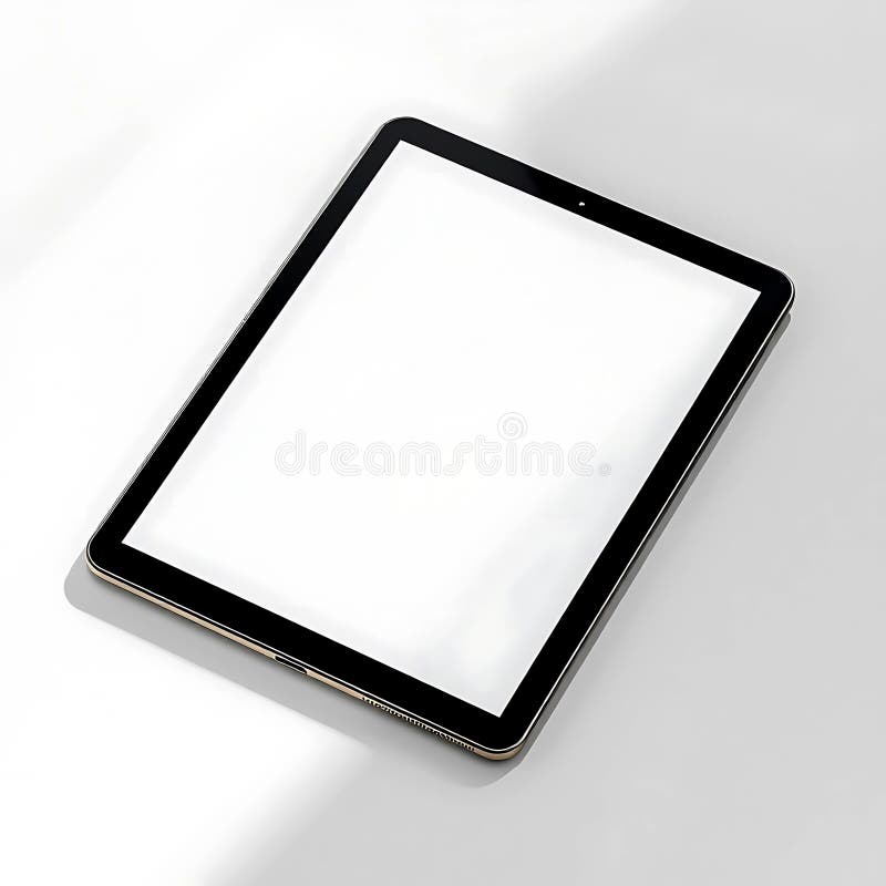 Minimalist Tablet Mockup with Blank Screen on White Background Stock ...