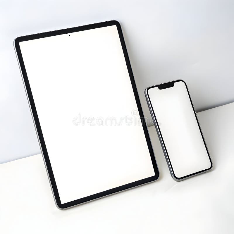 Minimalist Tablet and Smartphone Mockup Isolated on White Background ...