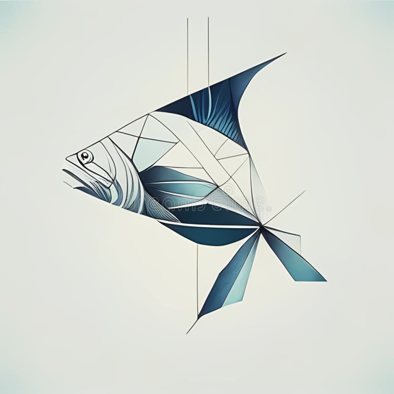 A Minimalist Tattoo Design Representing a Stylized Fish with Geometric ...