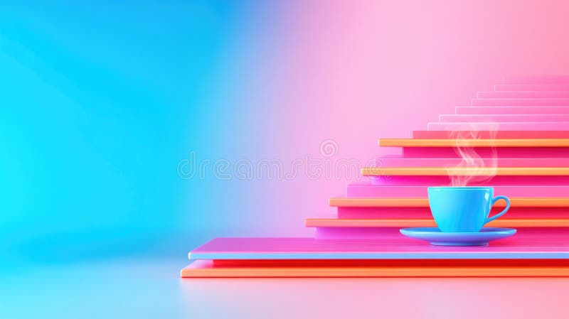 Minimalist Tea Cup Composition with Vibrant Pastel Colors for Modern ...