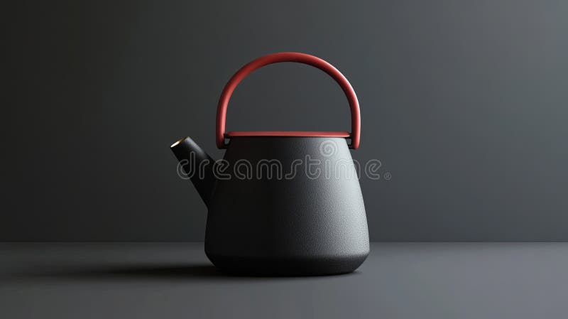 A Minimalist Tea Kettle with a Red Handle Styled on a Smooth Surface ...